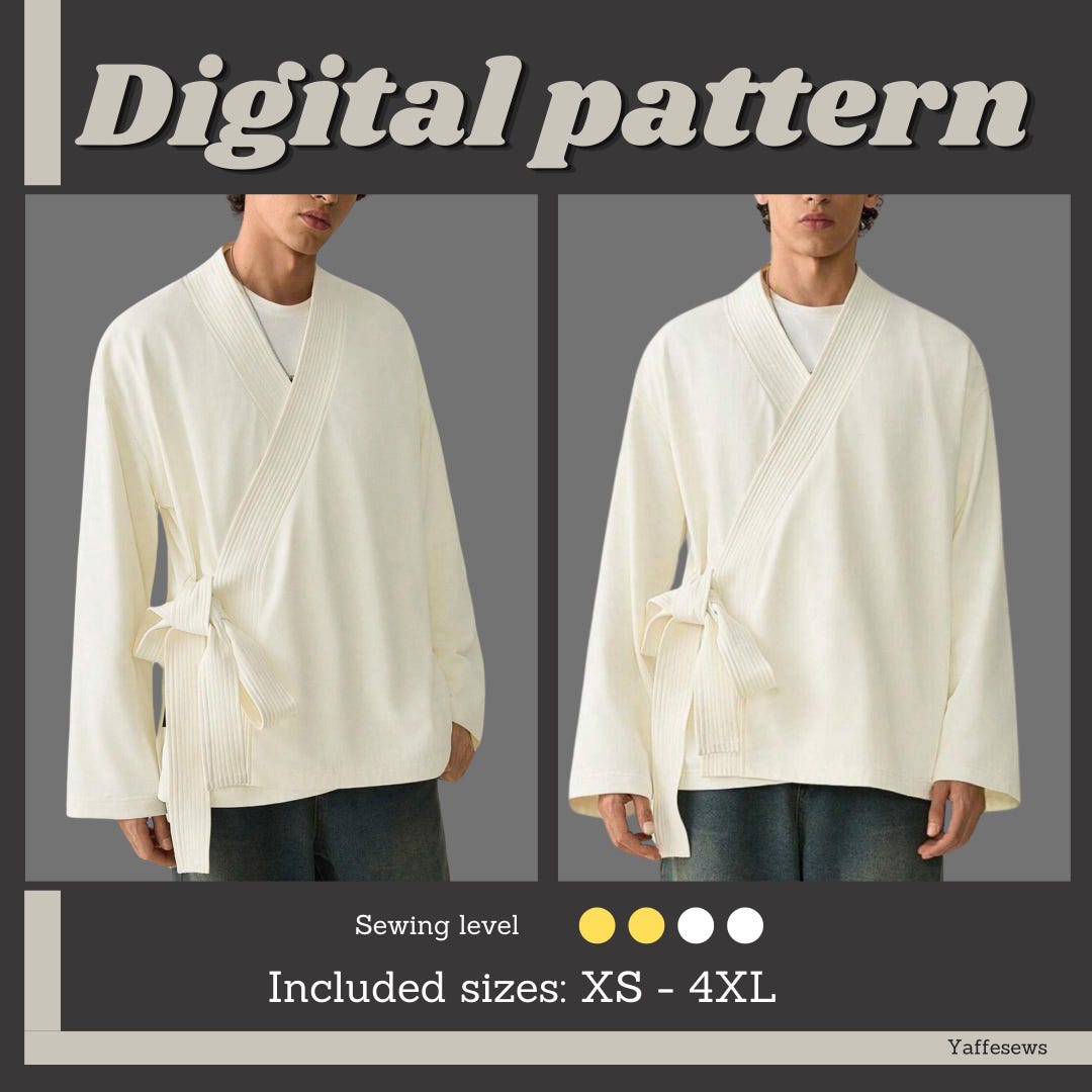 Men's Kimono Jacket Sewing Pattern, Instant Pdf Download, Sizes XS-4XL ...