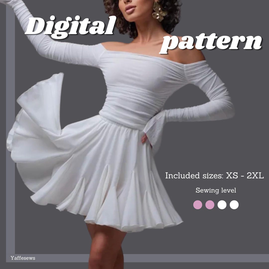 Godet Flared Mini Skirt Sewing Pattern, Instant PDF Download, Sizes XS ...