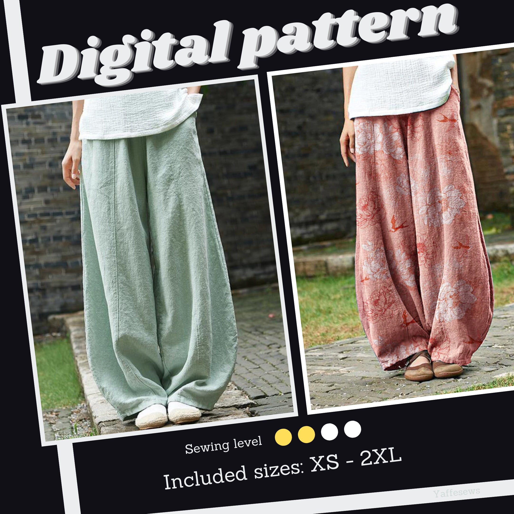 Wide Legged Trousers Sewing Pattern, Bloomers Pants, Instant PDF ...