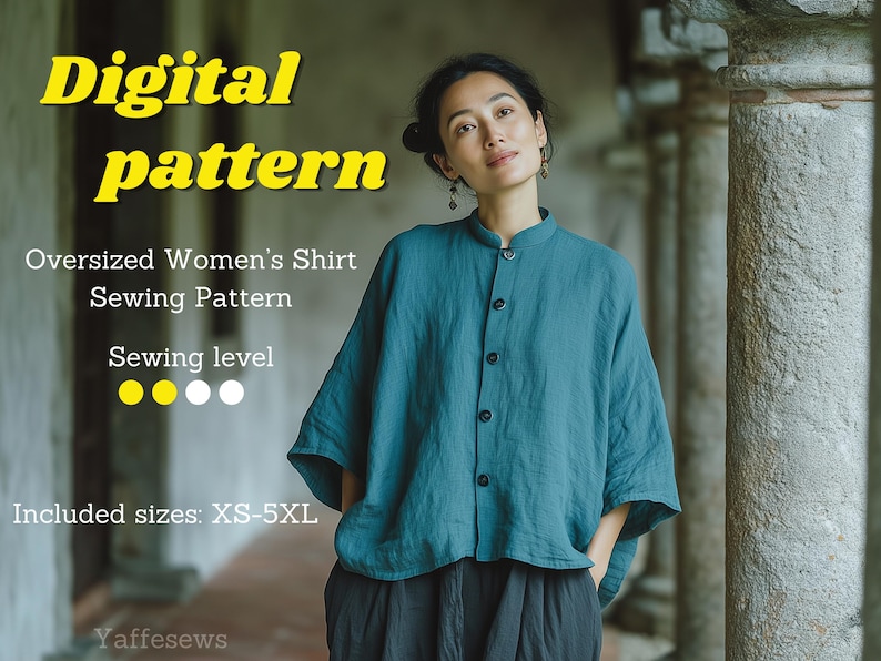 Oversized Women’s Shirt Sewing Pattern – Relaxed Fit, Modern Silhouette ...
