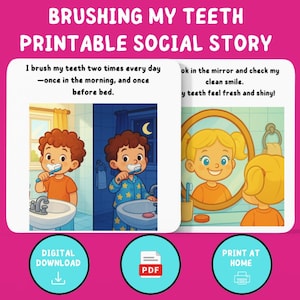 Printable Social Story | Brushing Teeth Routine for Kids (PDF) - Etsy