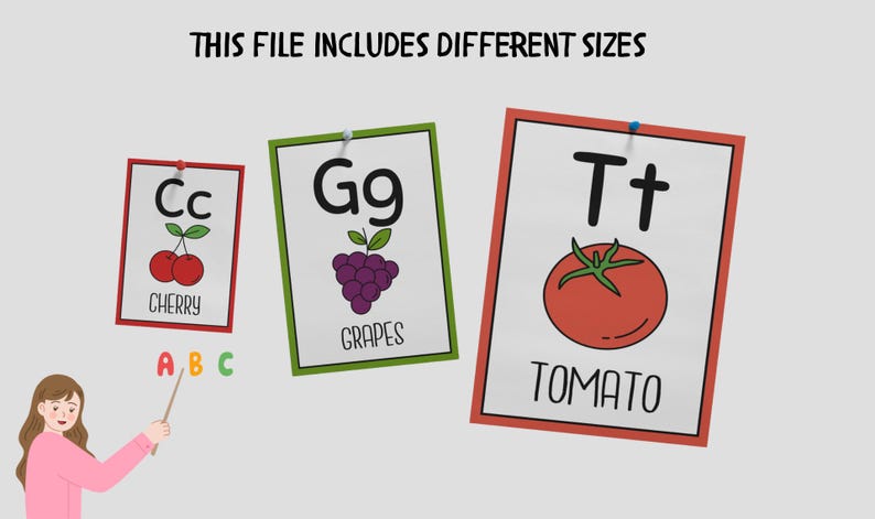 Alphabet Flashcards With Fruits and Vegetables | Educational Flashcards ...