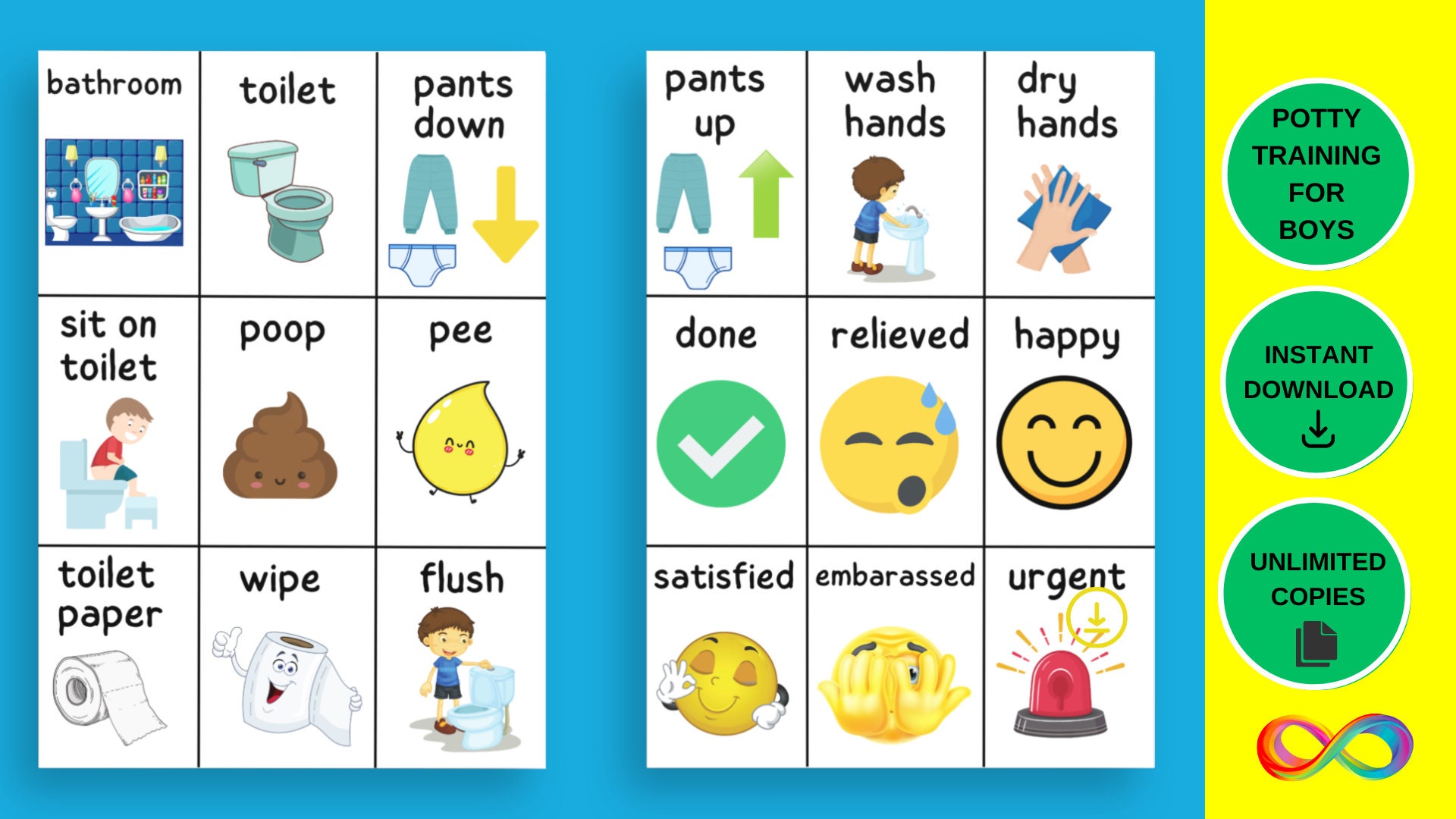 36 Printable Pecs Communication Cards for Potty Training for Boys ...