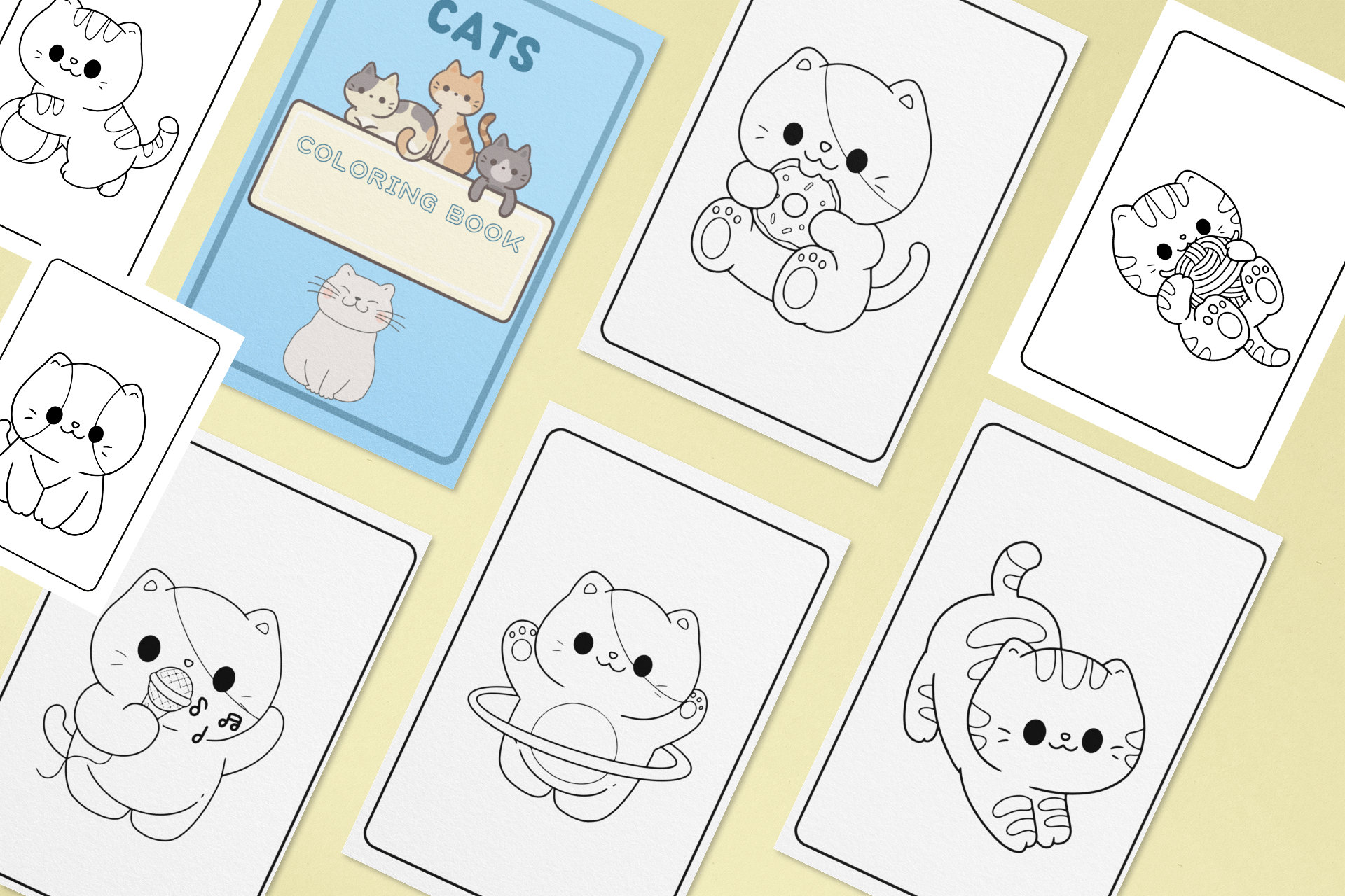 Kitten Coloring Pages for Kids | Cat Drawing Sheets (digital Download ...