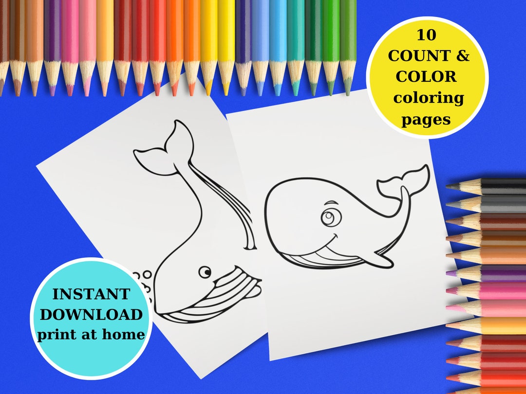 10 Whale Coloring Pages for Kids | Instant Download Coloring Sheets ...