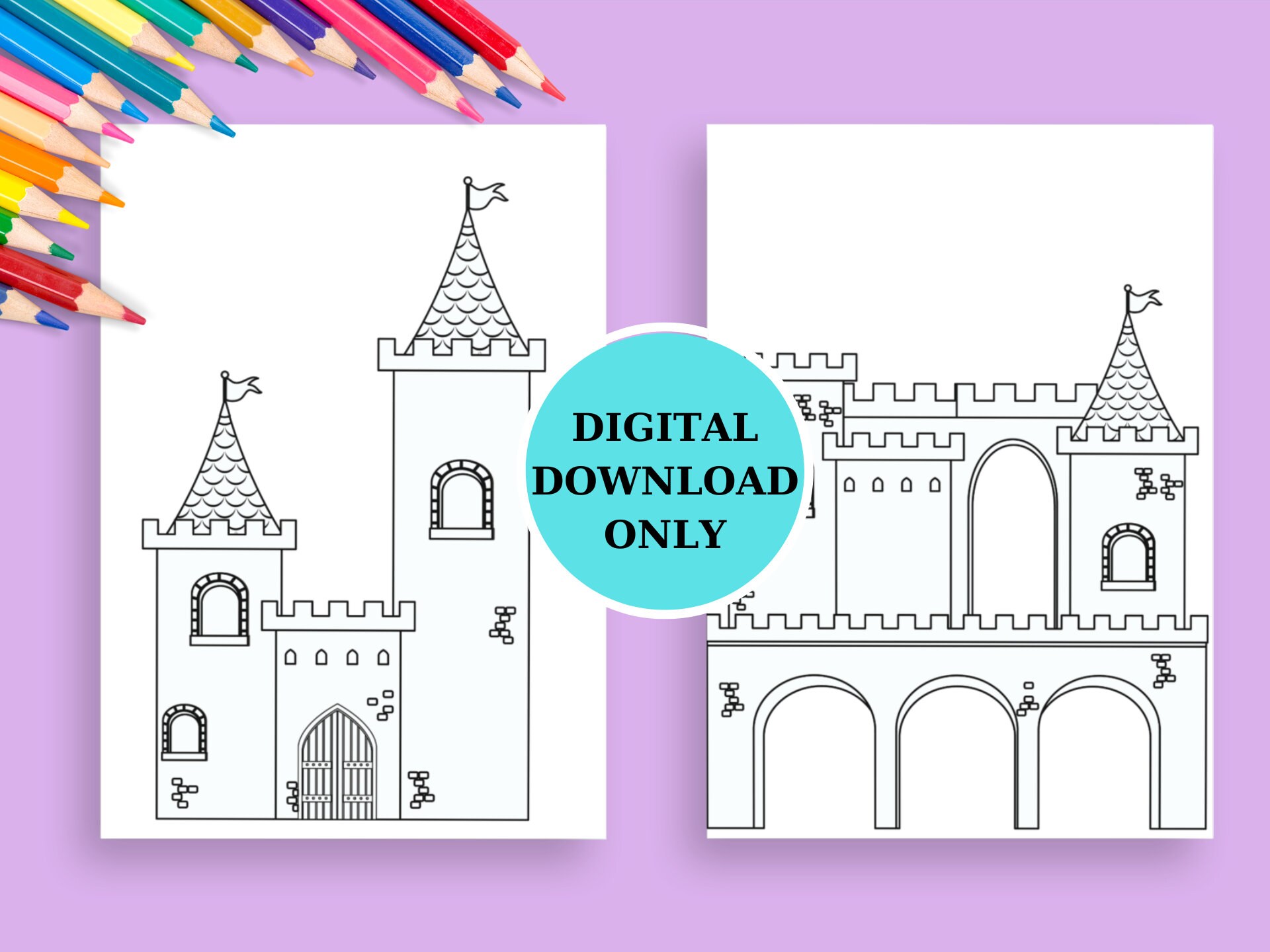 10 Medieval Castle Coloring Pages for Kids Printable Castle Coloring ...