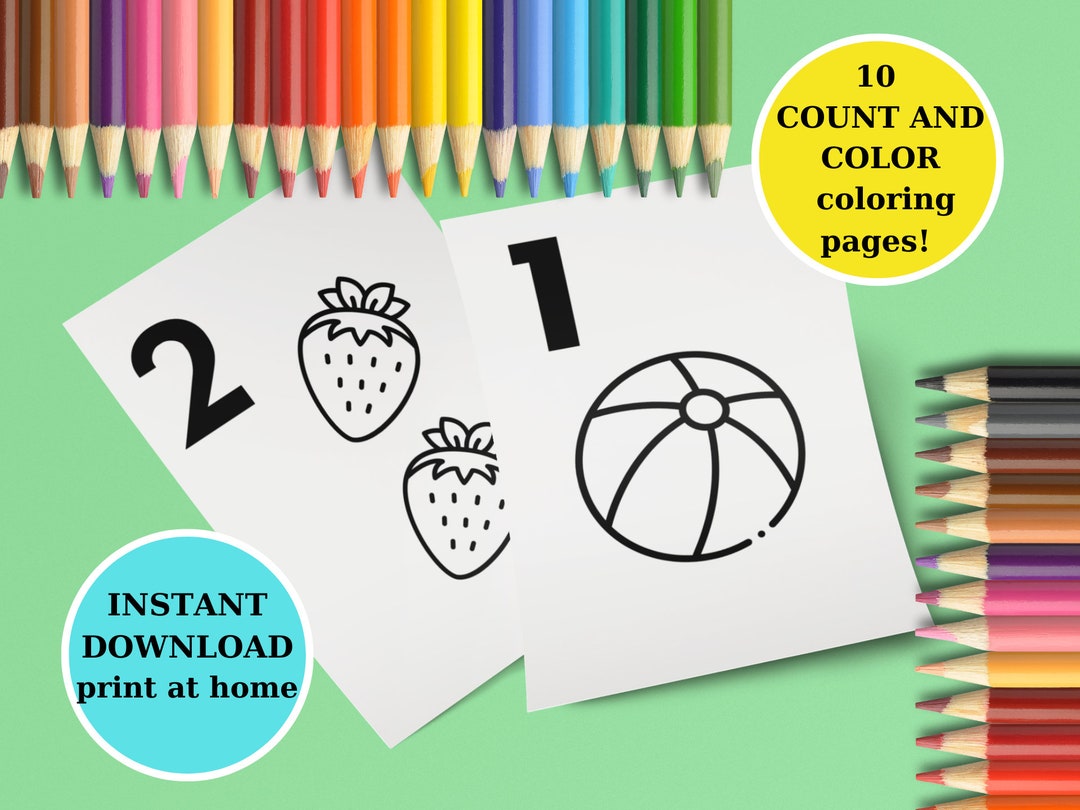 Count and Color Pages for Kids | Digital and Printable Coloring Pages ...