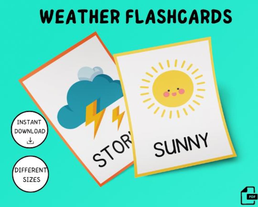 7 Weather Flashcards for Kids | Educational Weather Cards | Printable ...