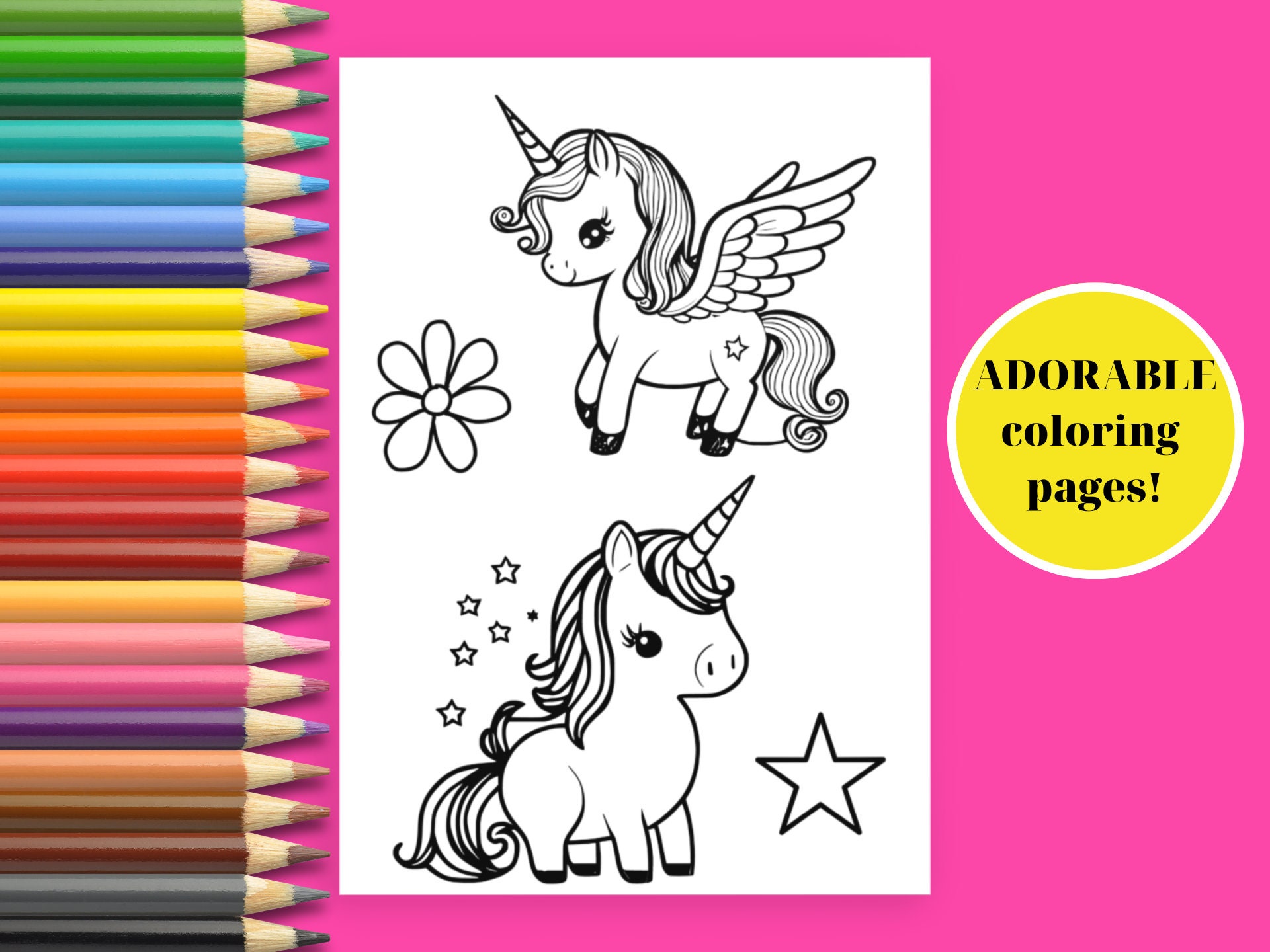Unicorn Coloring Pages for Kids | 5 Printable Designs (PDF) - Etsy