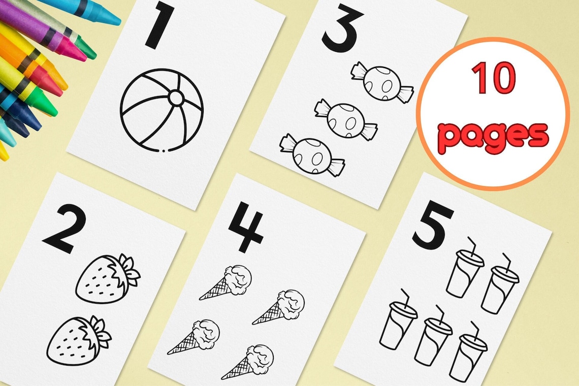 Count and Color Pages for Kids | Digital and Printable Coloring Pages ...