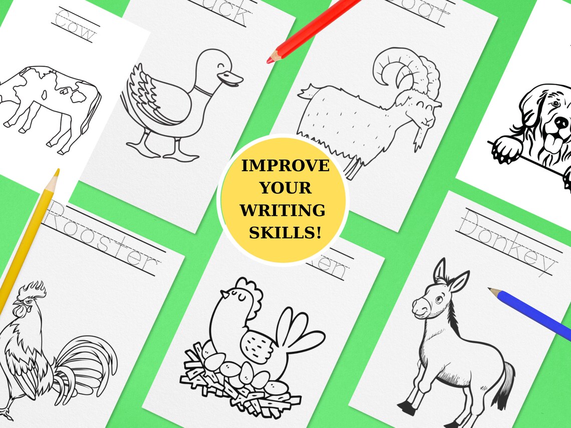 Farm Animals Coloring Pages | Kids Printable Drawings (digital Download ...
