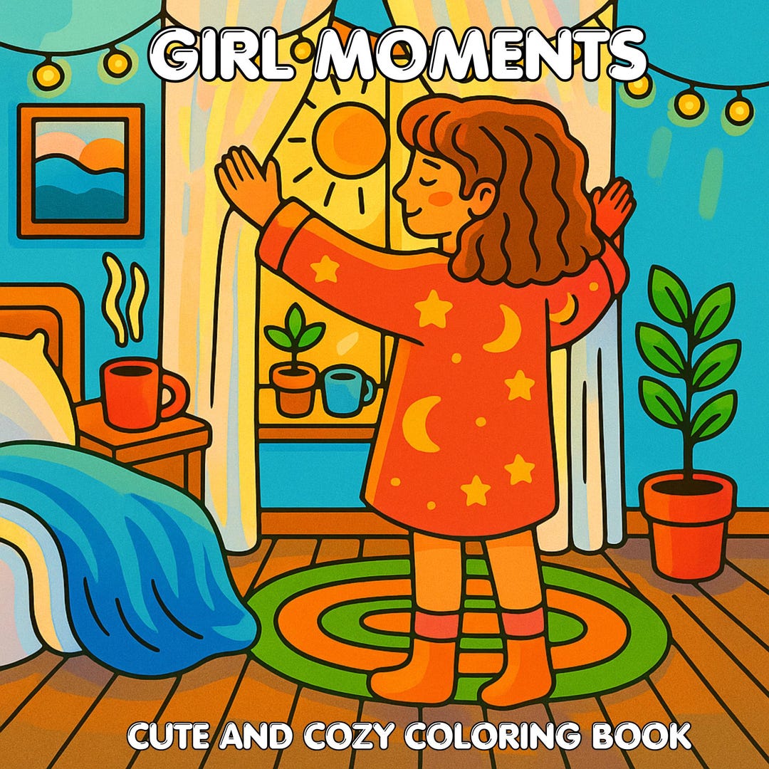 Cozy Girl Moments Coloring Book | Hand-drawn Printable (PDF, PNG) - Etsy
