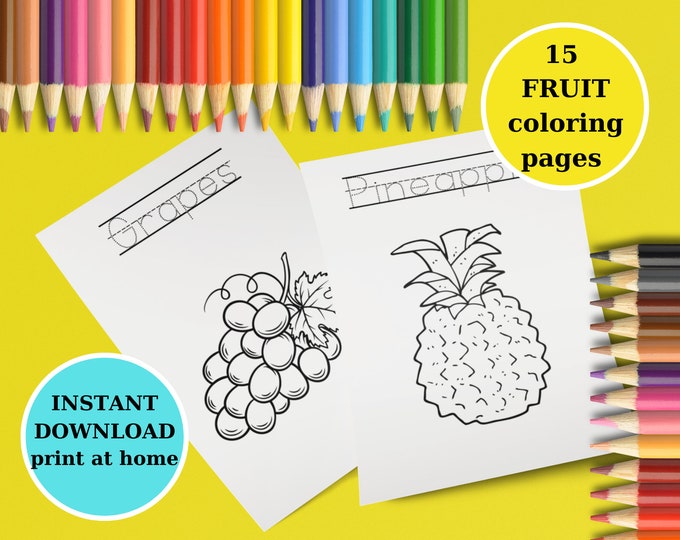 Fruit Coloring Pages for Kids, Fruits, Tropical, Activity Sheets for ...