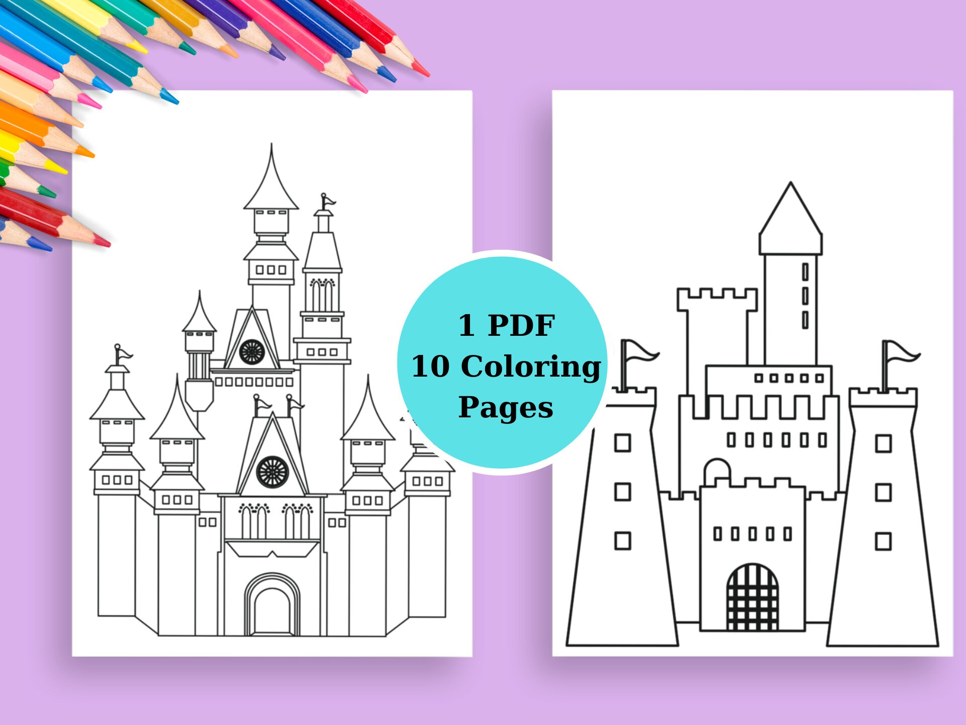 10 Medieval Castle Coloring Pages for Kids Printable Castle Coloring ...