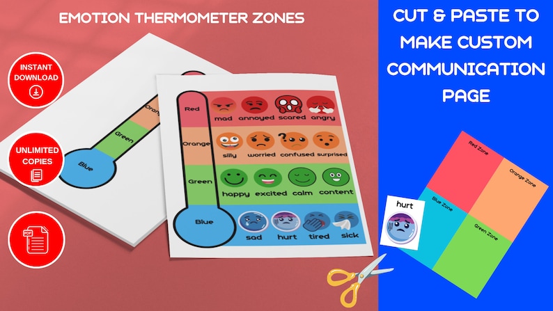 Feelings and Emotions Thermometer & Communication Pecs Cards Emotions ...
