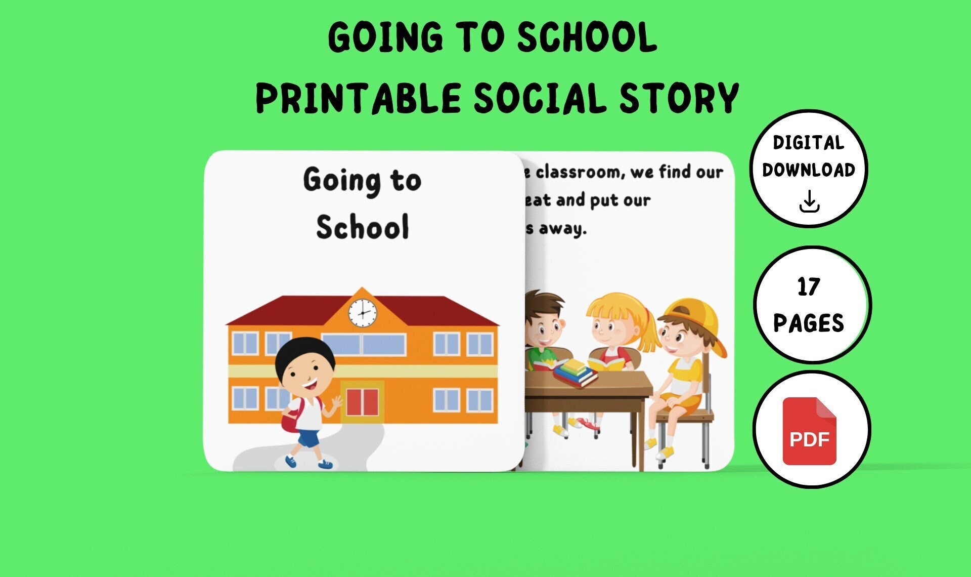 Social Story About Going to School | Printable Social Story | Digital ...