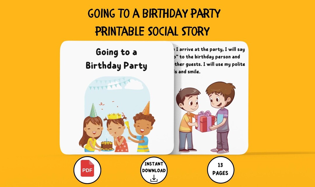 Going to A Birthday Party | Printable Social Story | Printable Social ...