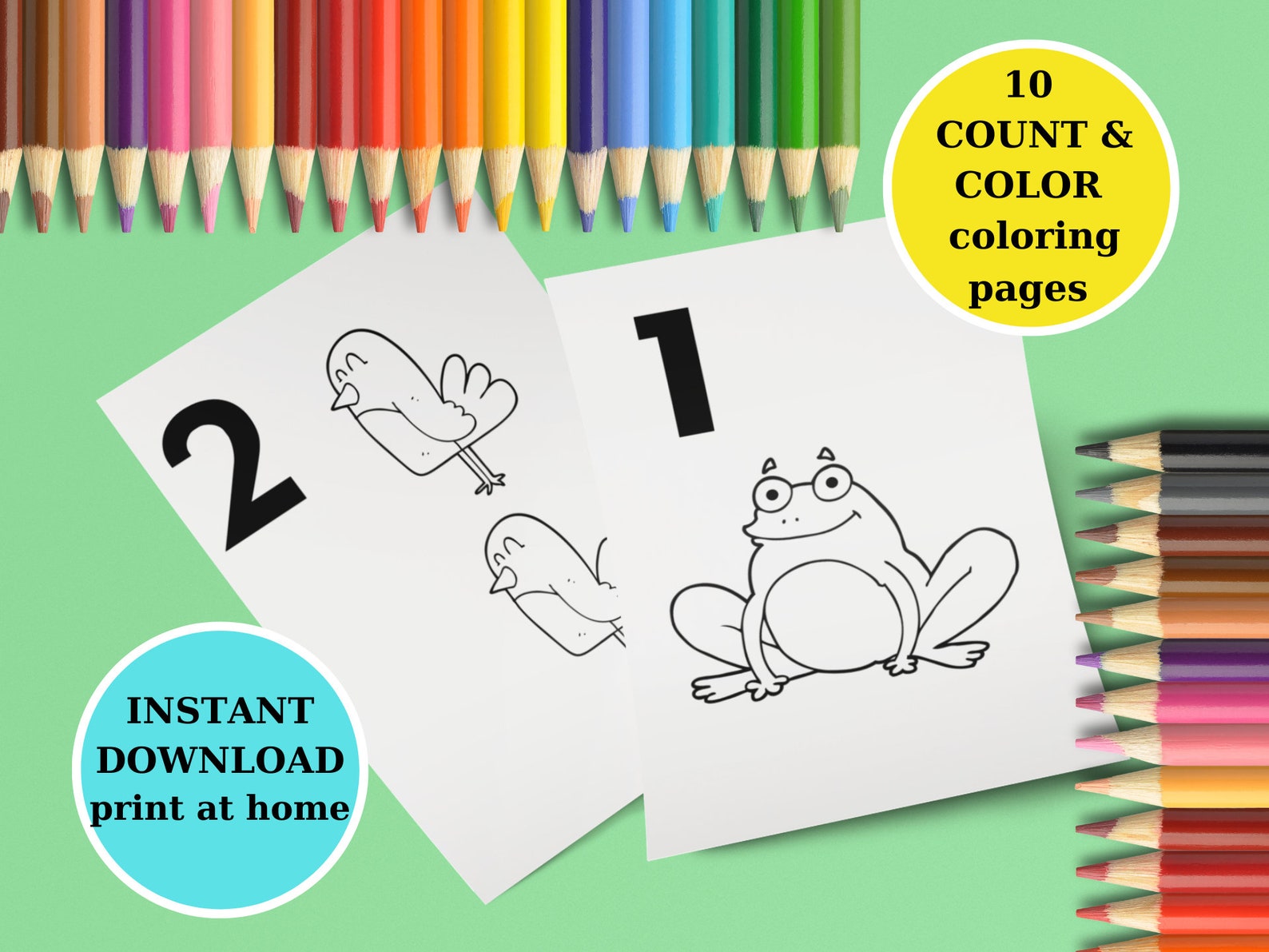 Count and Color Pages for Kids | Digital and Printable Coloring Pages ...