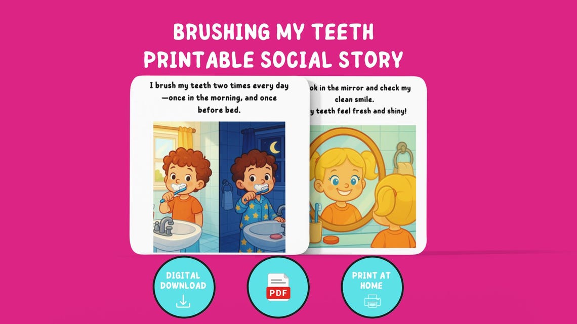 Printable Social Story | Brushing Teeth Routine for Kids (PDF) - Etsy