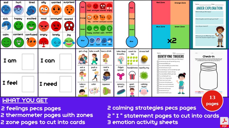 Feelings and Emotions Thermometer & Communication Pecs Cards Emotions ...