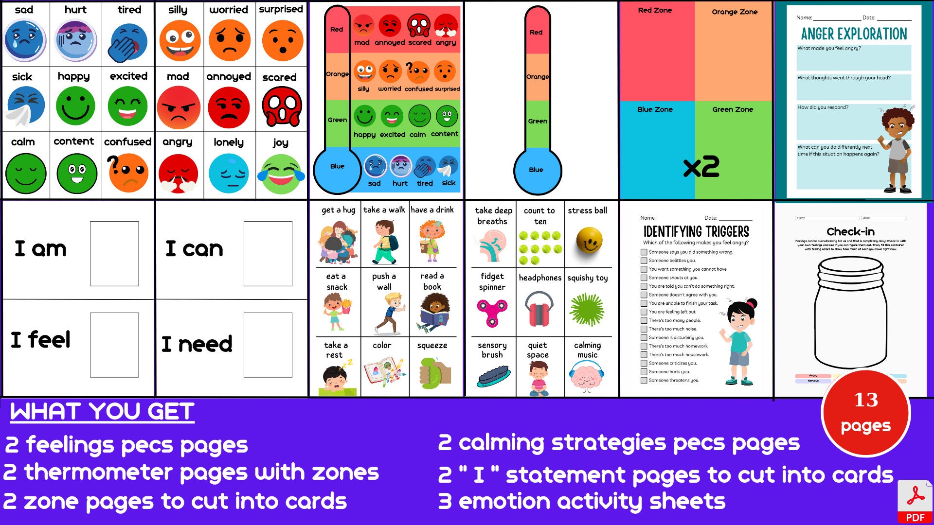 Feelings and Emotions Thermometer & Communication Pecs Cards Emotions ...