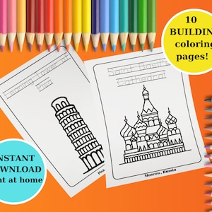 Buildings Around the World Coloring Pages |illustration Sheets |burj ...