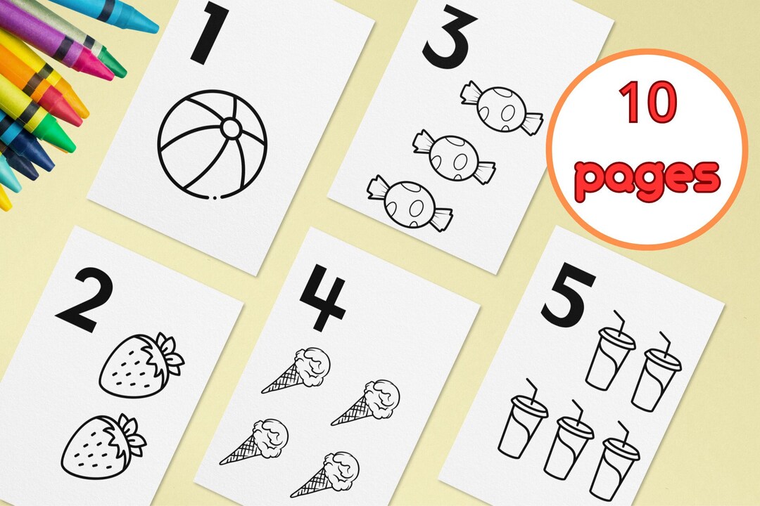 Count and Color Pages for Kids Digital and Printable - Etsy