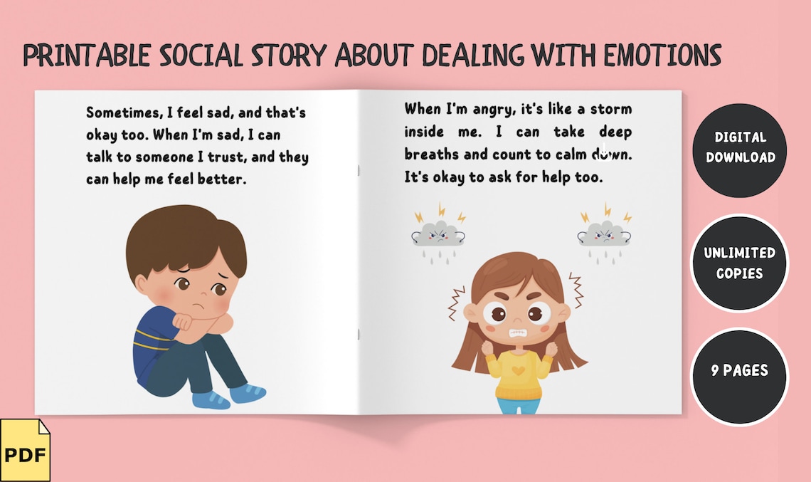 Dealing With Emotions Printable Social Story | Social Story About ...