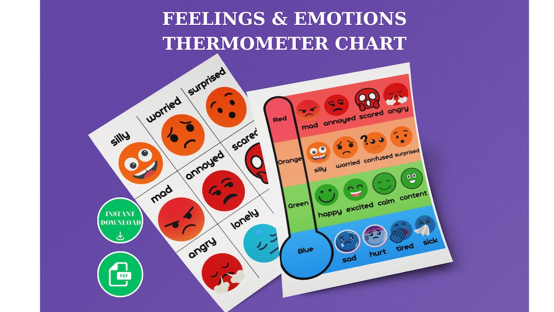 Feelings and Emotions Thermometer & Communication Pecs Cards Emotions ...