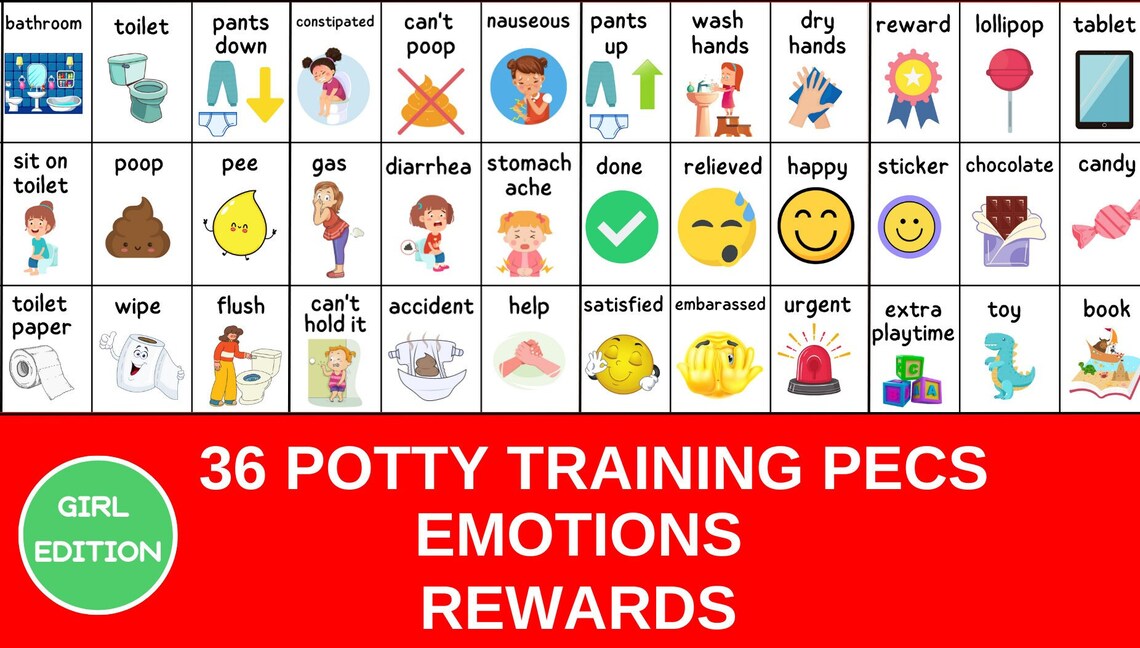 36 Printable Pecs Communication Cards for Potty Training for Girls ...