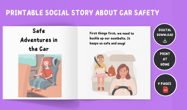 Car Safety Printable Social Story for Kids | Stay Safe in the Car ...