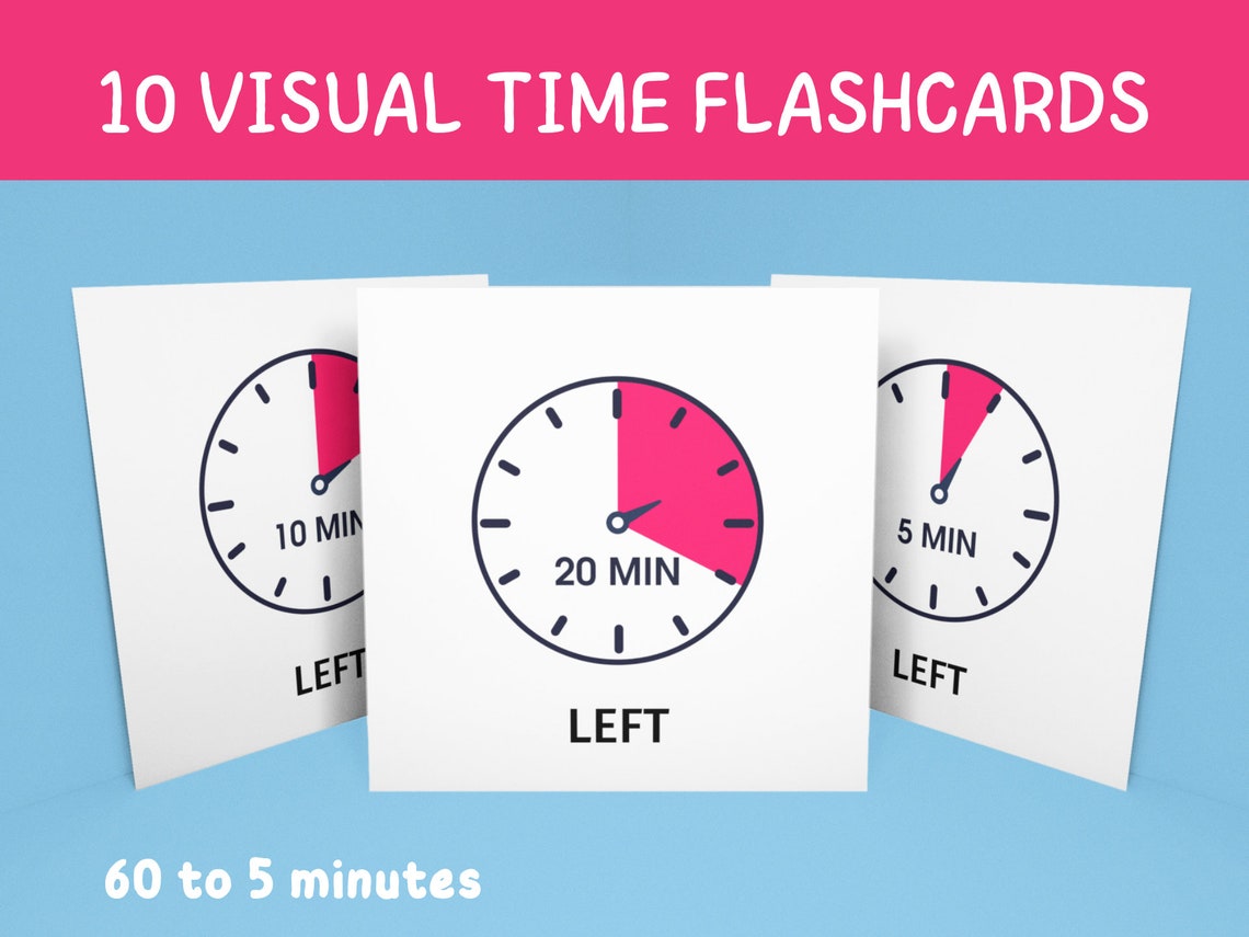 10 Visual Time Countdown Flashcards | Visual Timer Cards for Non Verbal Kids | Transition Cards ...