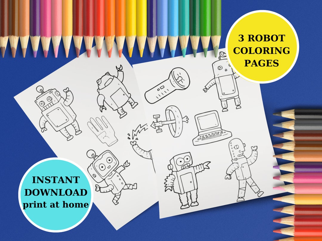 3 Robot Coloring Pages for Kids | Printable Activity (PDF) - Etsy Australia
