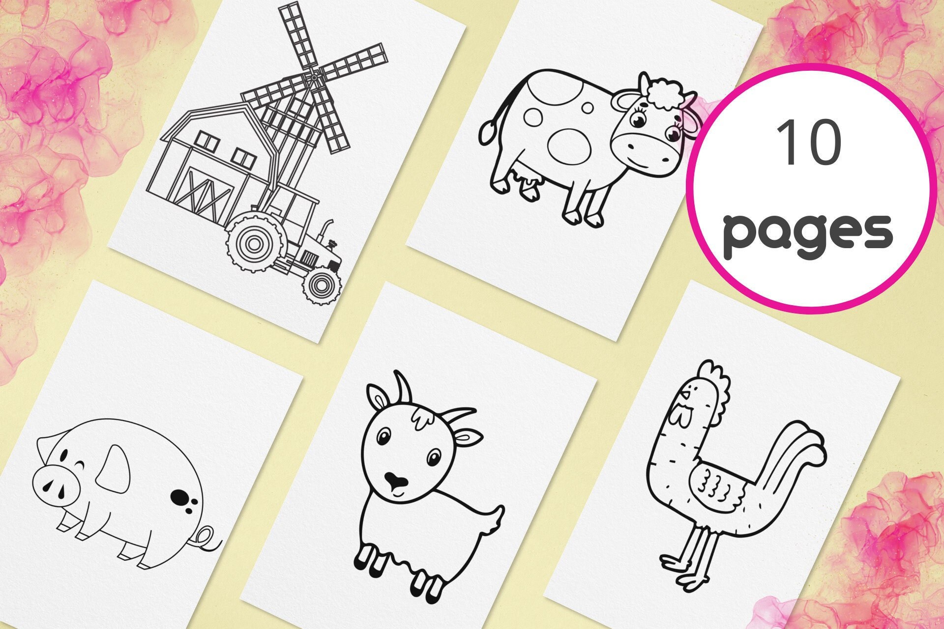 Digital Printable Coloring Pages | Animal Coloring Pages | Farm Animals ...