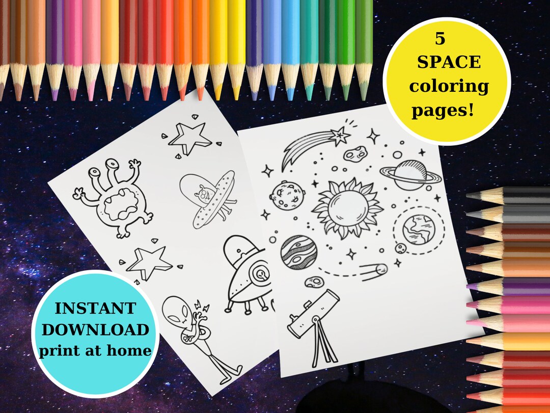 Space Coloring Book | 5 Unique Rocket, Planet & Astronaut Designs ...