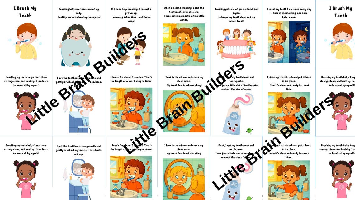Printable Social Story | Brushing Teeth Routine for Kids (PDF) - Etsy