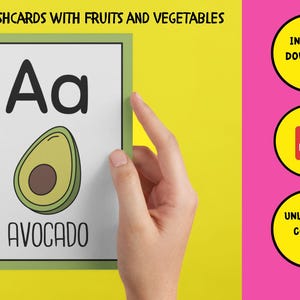 Alphabet Flashcards With Fruits and Vegetables | Educational Flashcards ...