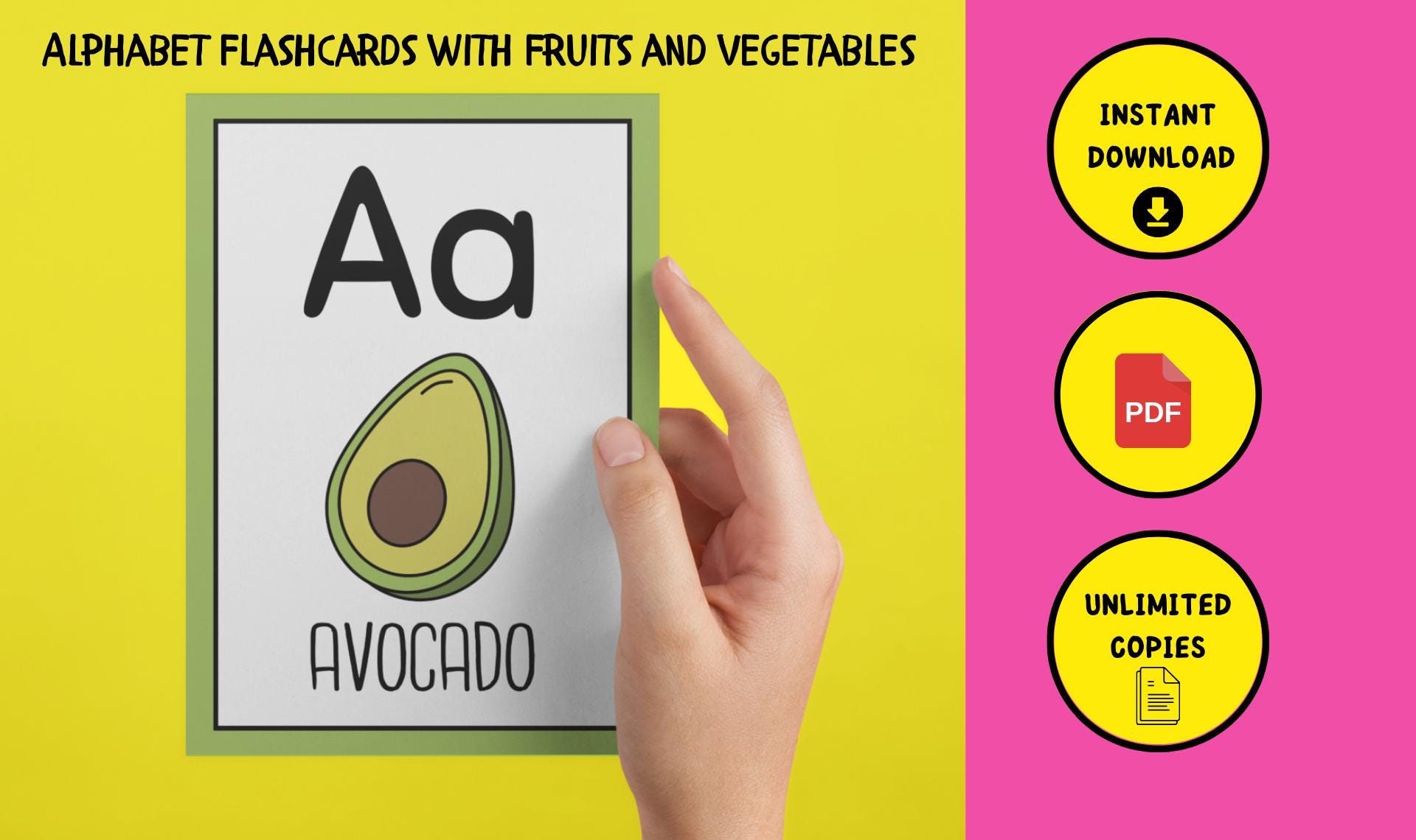 Alphabet Flashcards With Fruits and Vegetables | Educational Flashcards ...