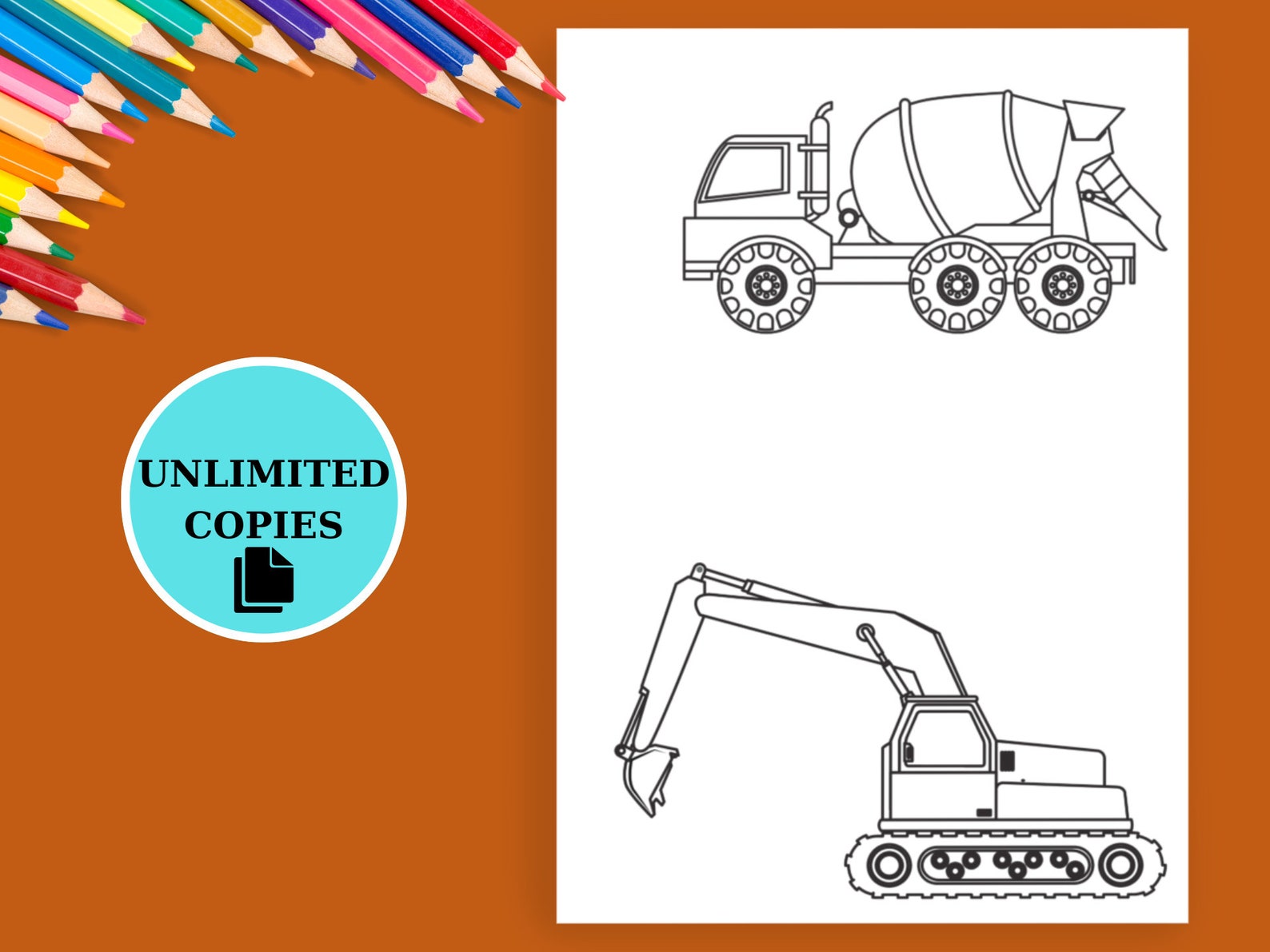 Construction Coloring Pages for Kids | 5 Printable Activity Sheets (PDF ...