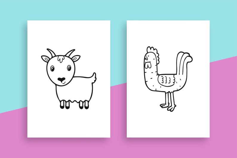 Farm Animals Coloring Pages | Kids Printable Drawings (digital Download ...