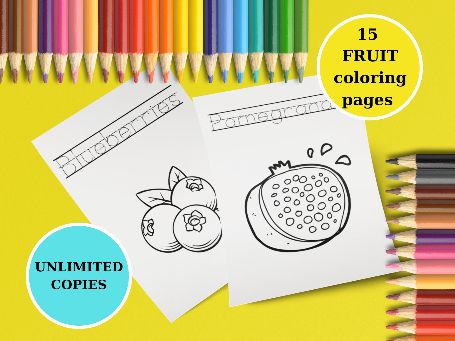 15 Printable Fruit Coloring Pages for Kids Fun Activity - Etsy