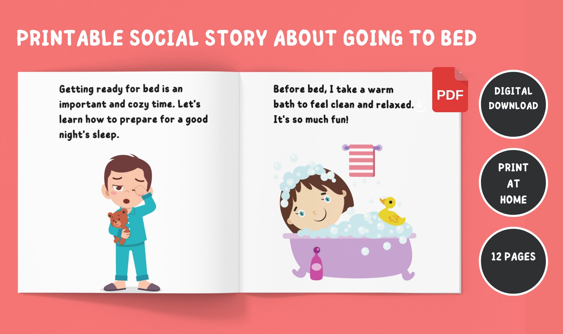 Getting Ready for Bed Printable Social Story for Kids | Going to Bed ...