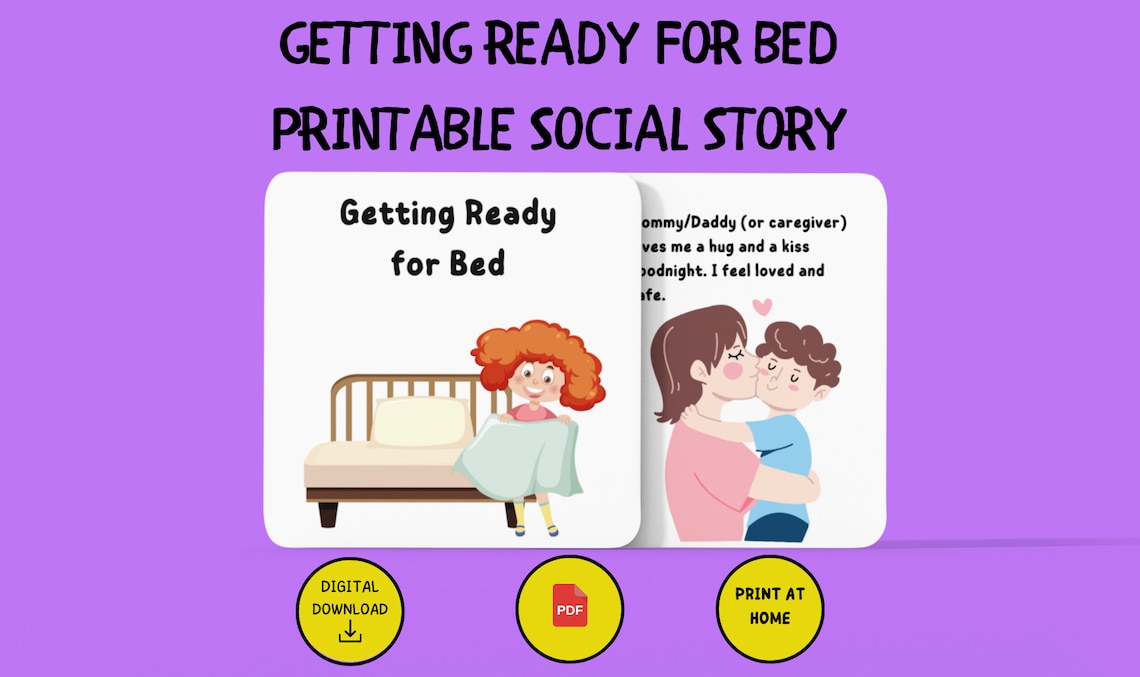 Getting Ready for Bed Printable Social Story for Kids Going to Bed ...