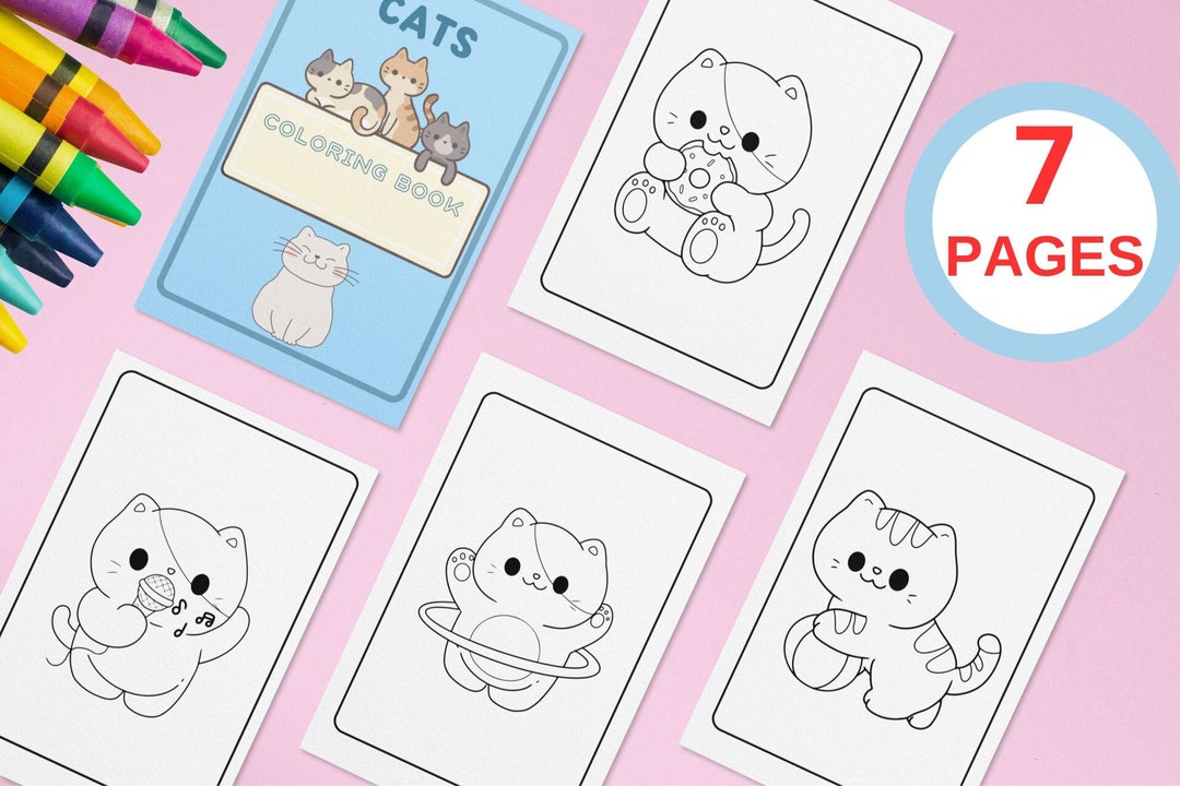 Printable Coloring Pages With Kitt Drawings for Kids Cat - Etsy