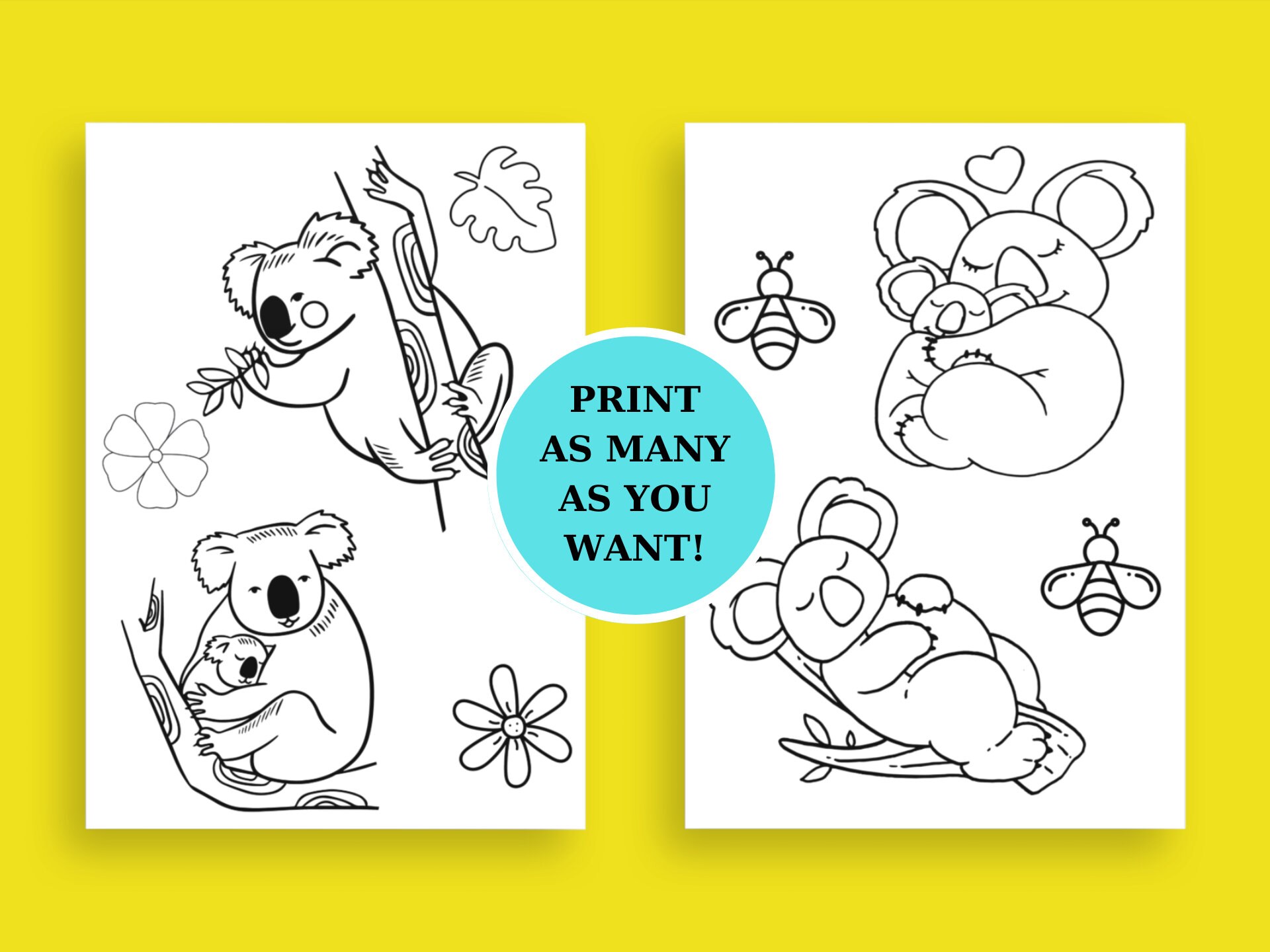 Koala Bear Coloring Sheets for Kids | Koala Bear Drawings | Nature ...