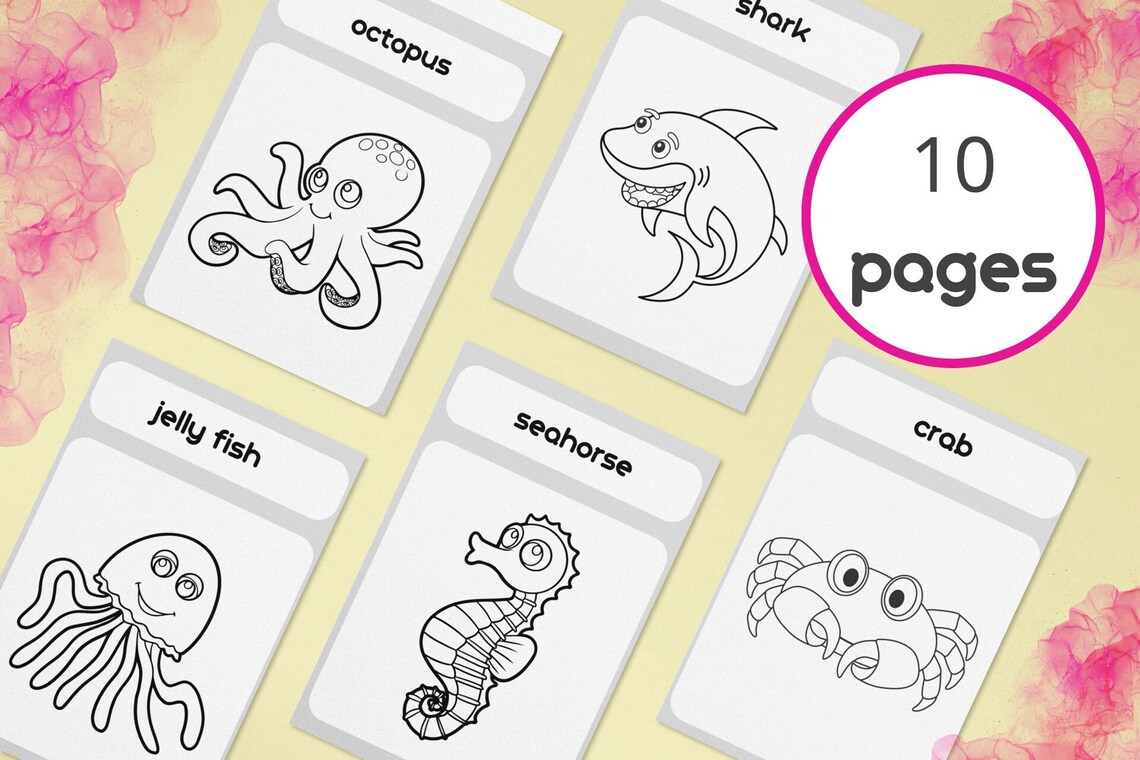Sea Animals Coloring Pages | Under the Water, Kids Drawing (digital ...