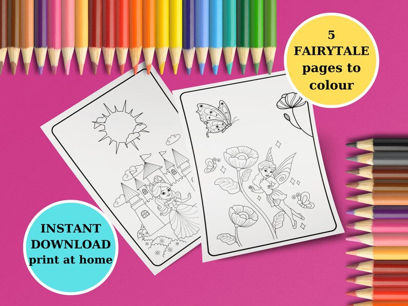 Fairytale Coloring Pages for Kids | Fary Mermaid Unicorn Princess ...