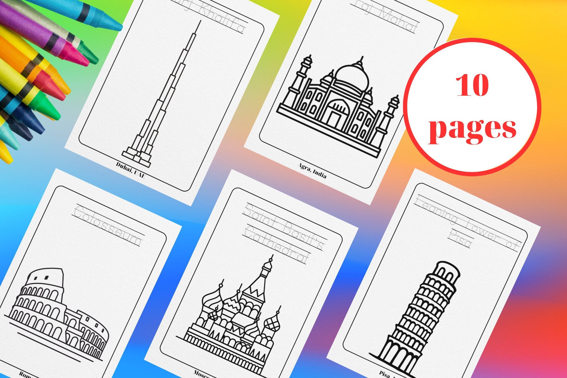 Buildings Around the World Coloring Pages |illustration Sheets |burj ...