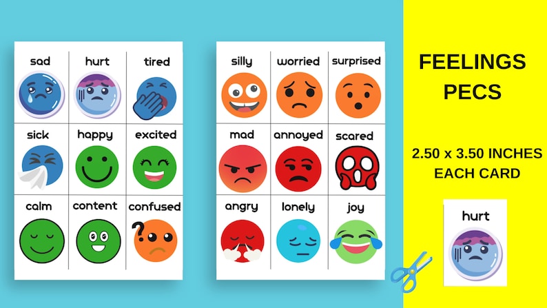 Feelings and Emotions Thermometer & Communication Pecs Cards Emotions ...