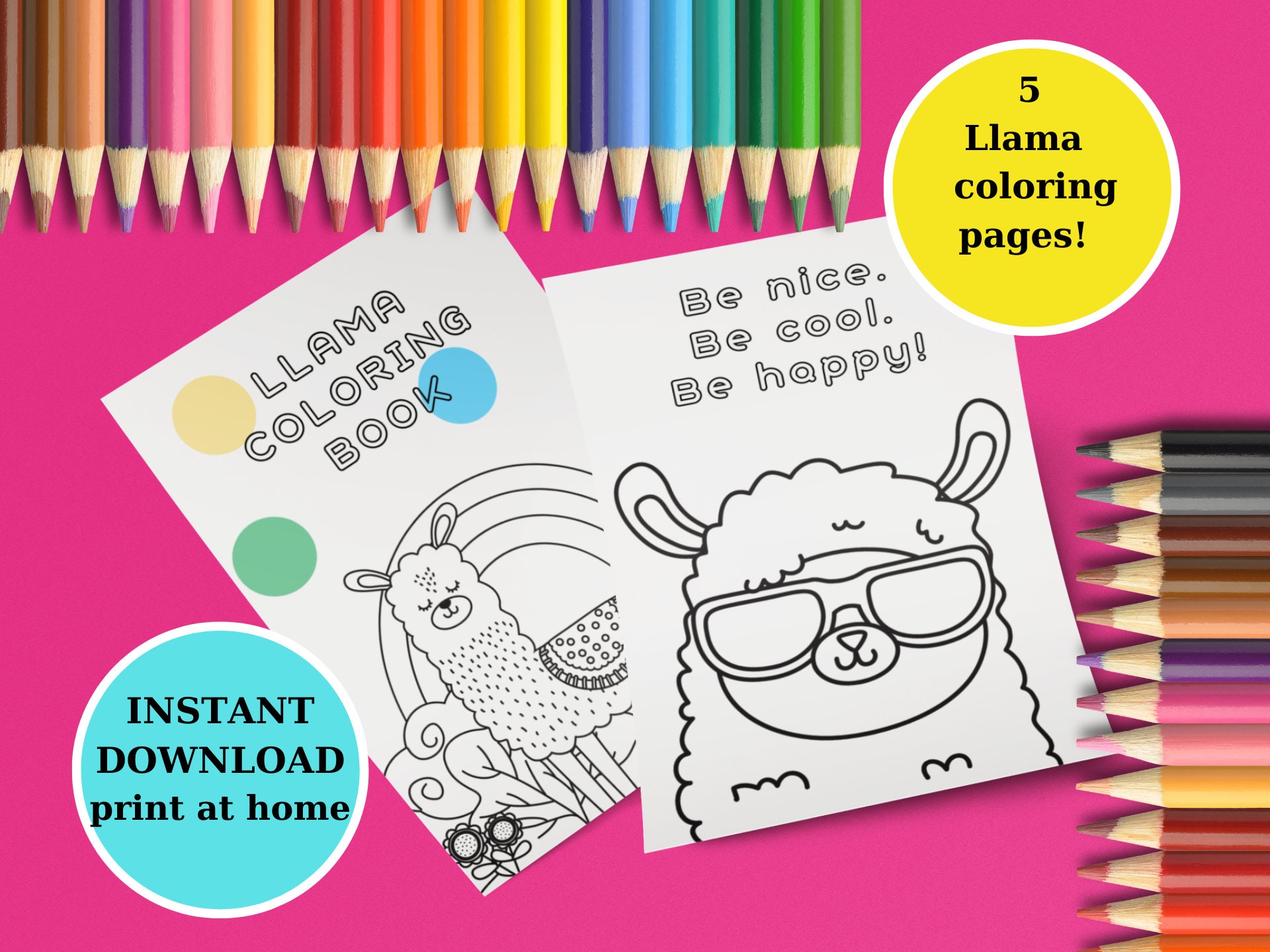 5 Llama Themed Coloring Pages for Kids | Printable Coloring Sheets ...